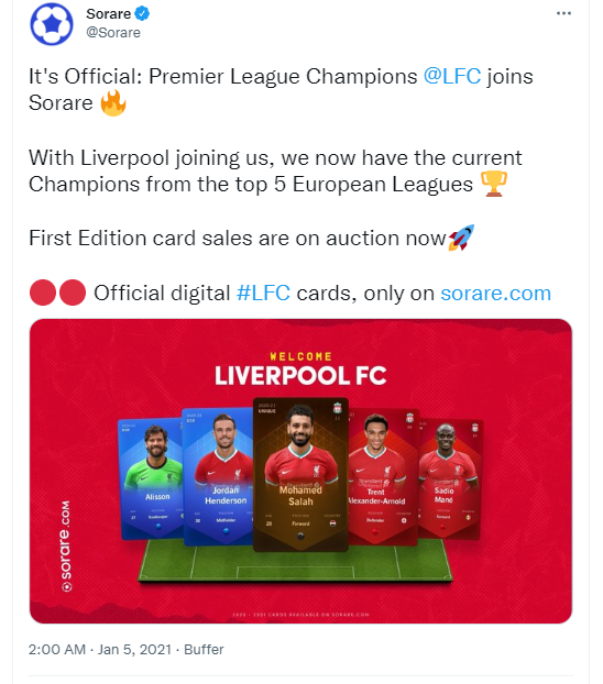 Liverpool FC and Sorare Build New Goals for Fantasy Football NFTs